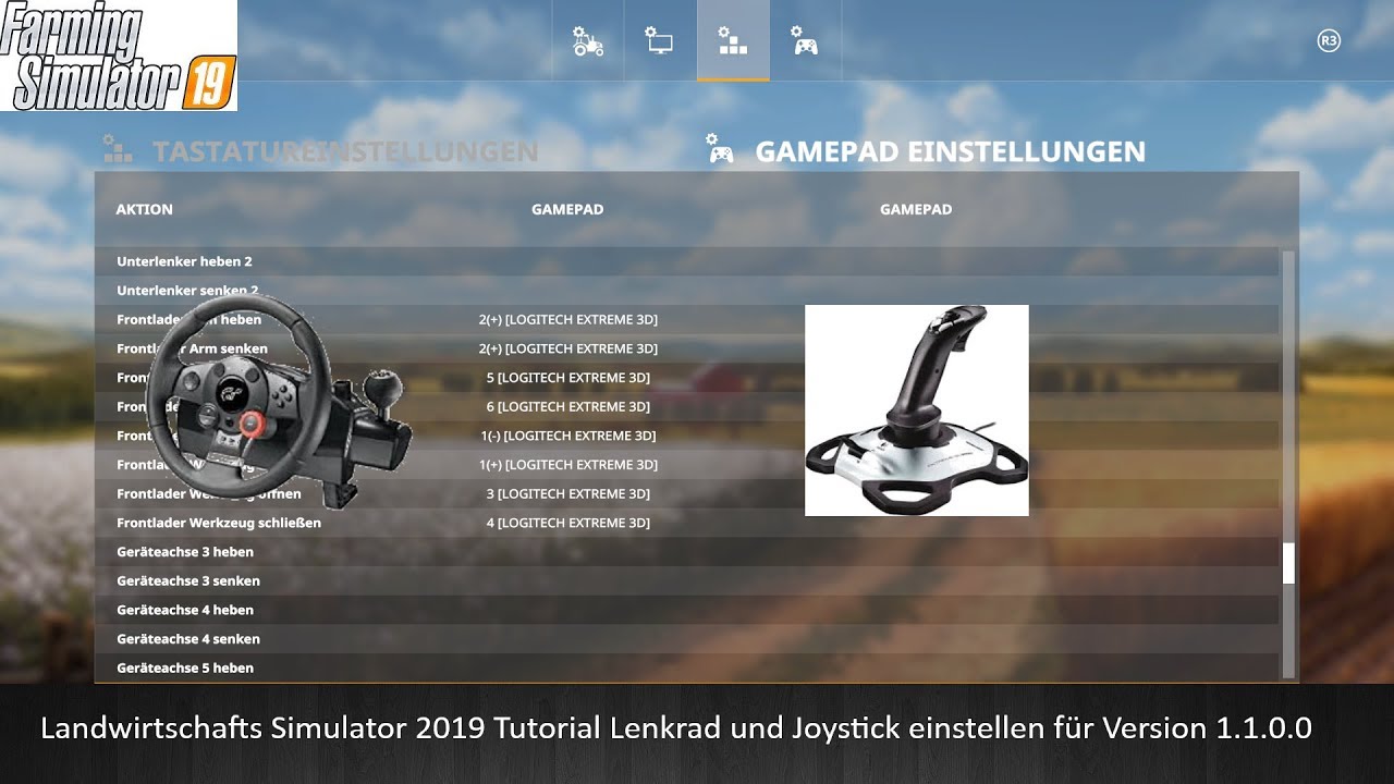 Landwirtschafts Simulator 2019 Tutorial Lenkrad und Joystick einstellen ...