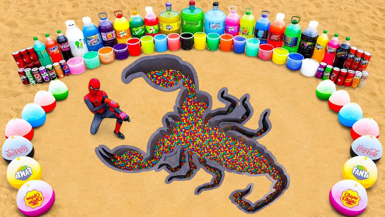 How to make Scorpion with Orbeez, Pepsi & Giant Balloons of Soda, 7up ...