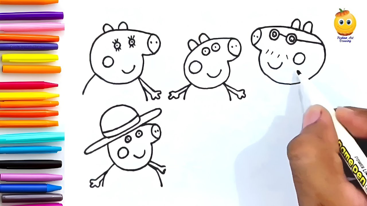 How to draw easy Peppa Pig Drawing for kids and beginners | easy Peppa ...