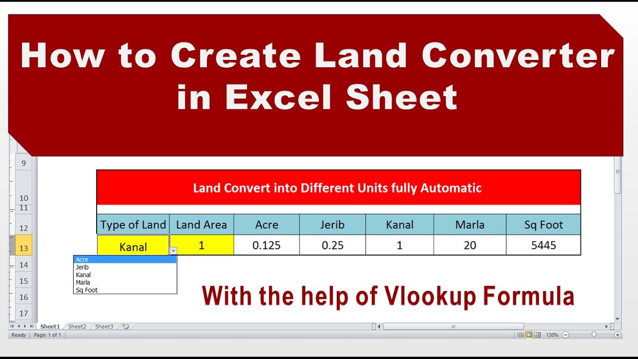How To Make Land Converter Sheet In Excel Create Converter With