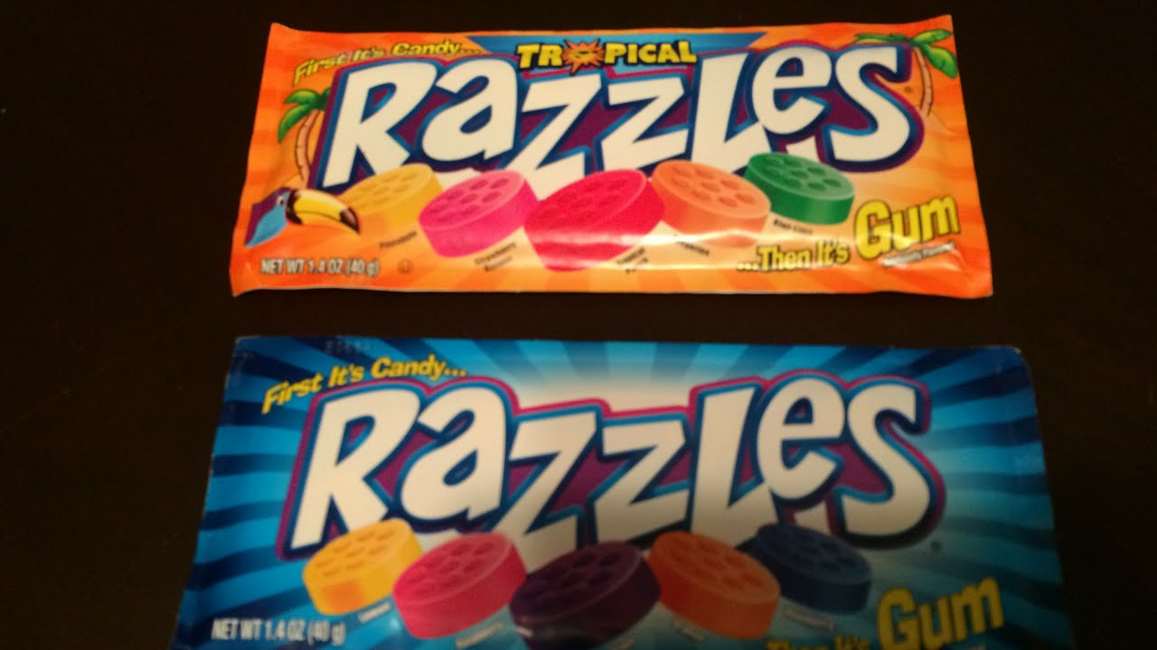 FoodMania Review: RAZZLES Candy-Gum - YouTube