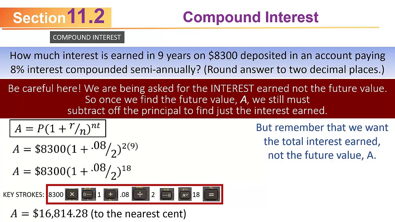 MATH 110 Sec 11-2 (F2019): Compound Interest - YouTube