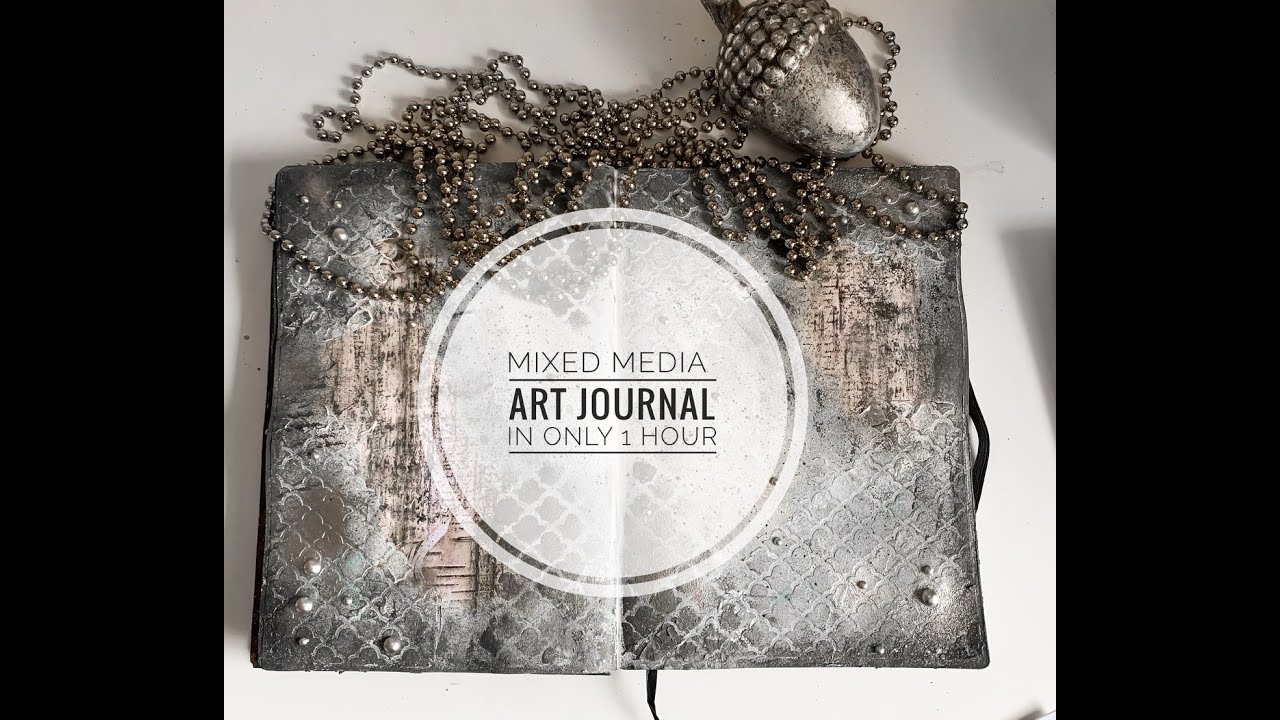 💓Mixed Media in Sketchbook💓 Art Journal with Stamperia Scrapbook paper ...