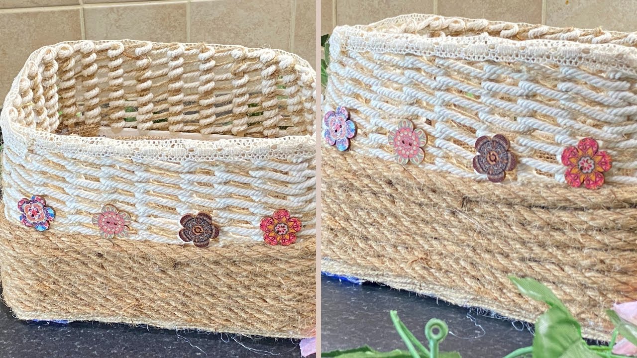 how to make Jute Rope Basket, DIY IKEA Basket, Jute rope Basket, DIY ...