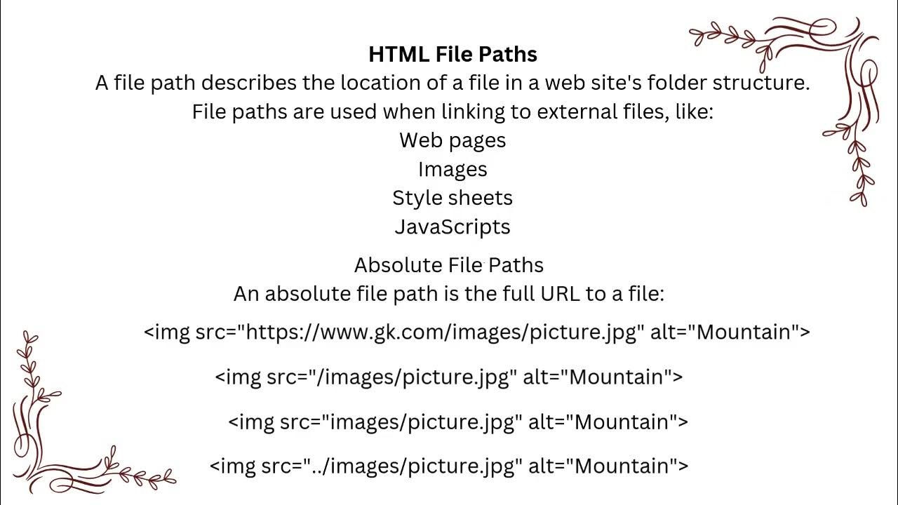 HTML File Paths HTML - The Head Element - YouTube
