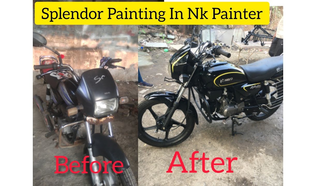 Old SPLENDOR PAINTING NEW MODEL BS 6 ALL BIKE REPENT PAINTING# Nk ...