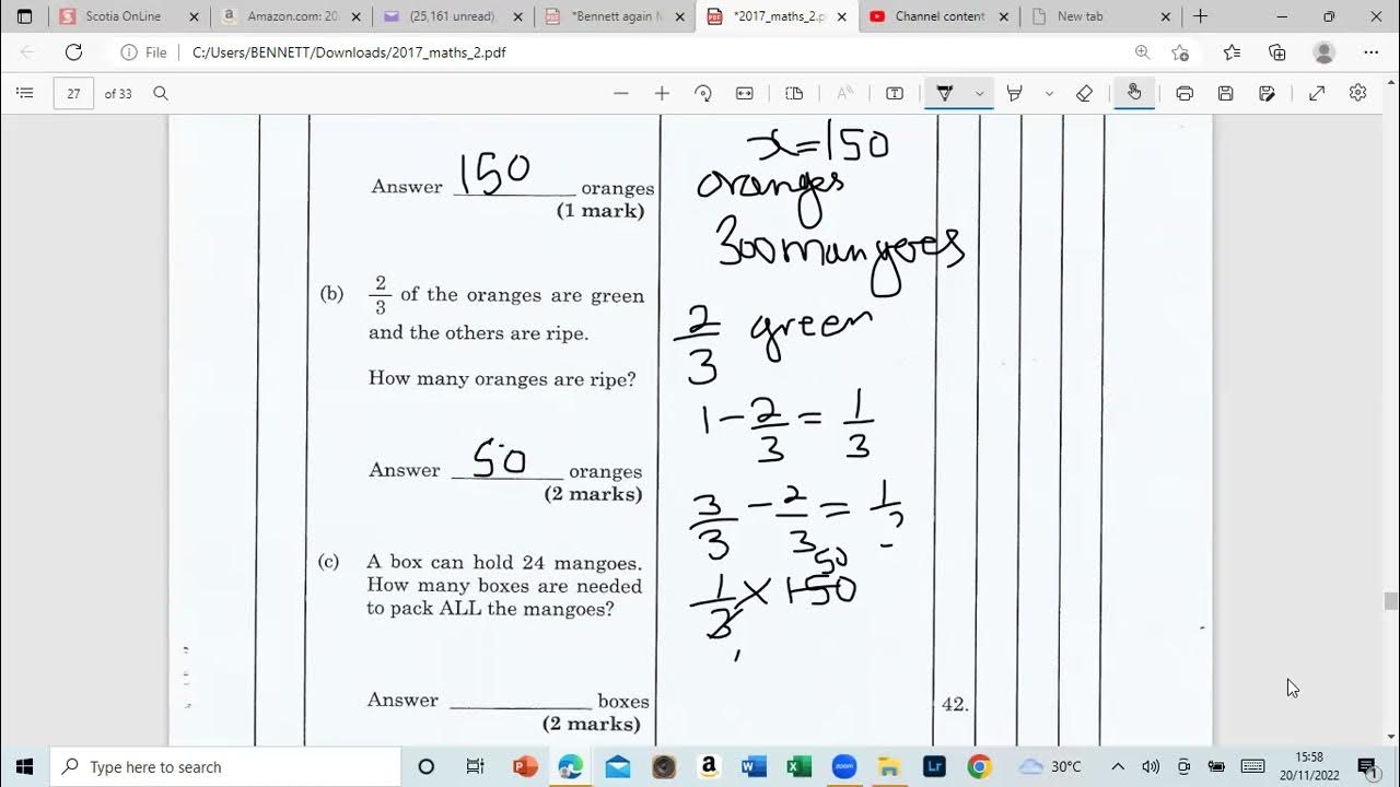 SEA PEP MATHS SOLUTION - YouTube