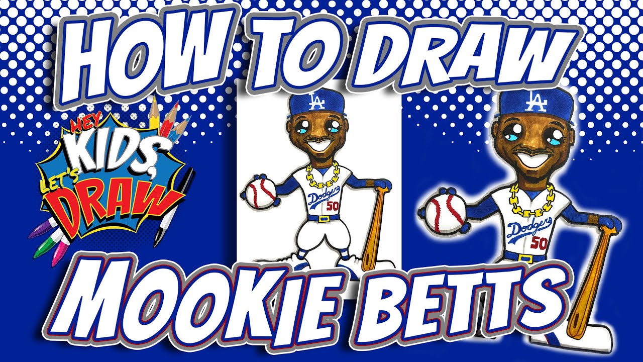 How to Draw Mookie Betts for Kids EASY - Los Angeles Dodgers - YouTube