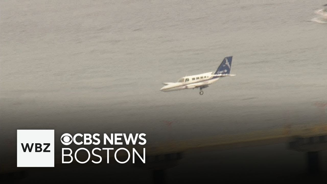 Video shows Cape Air plane with gear issue land safely in Boston - YouTube