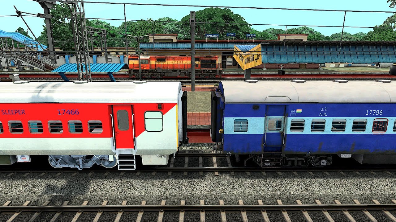 TRAIN SIMULATOR I ICF BLUE COUPLING LHB RED COACH I TRAIN GAME I BUMPY ...