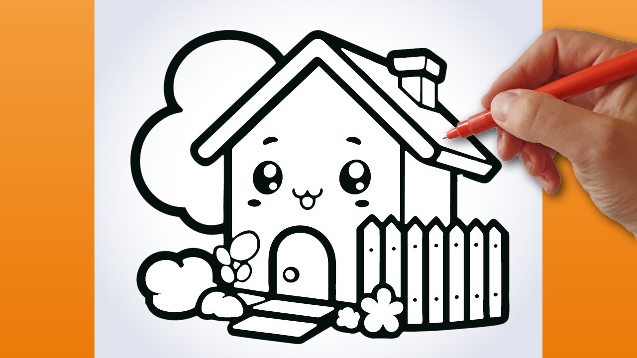 How to draw a cute house step by step - YouTube