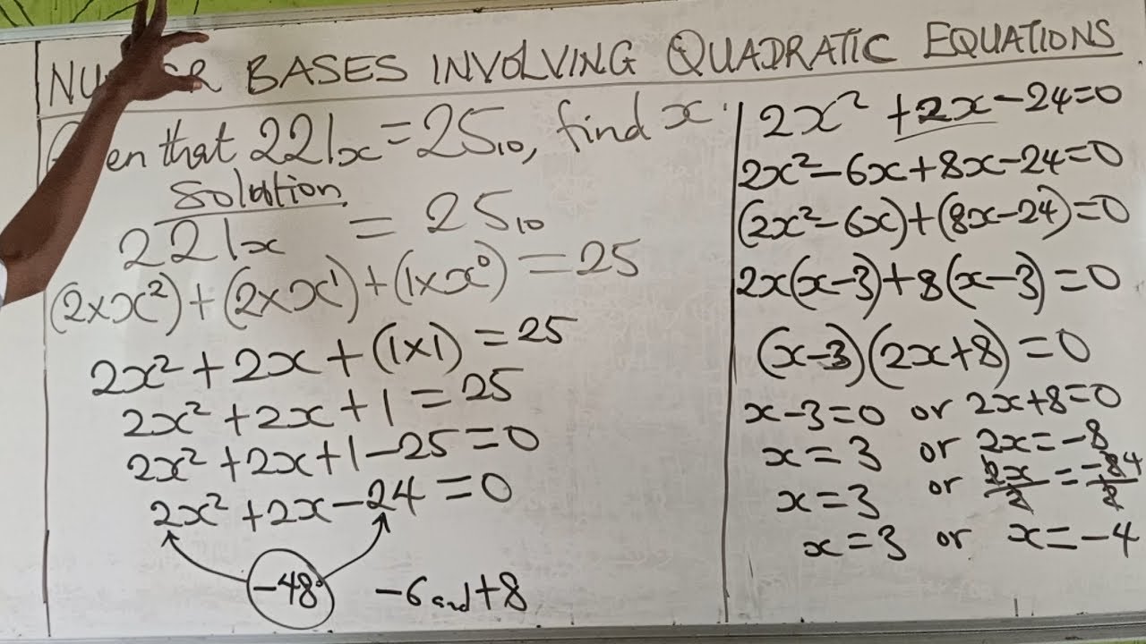 SOLVING QUADRATIC EQUATIONS IN NUMBER BASES - YouTube