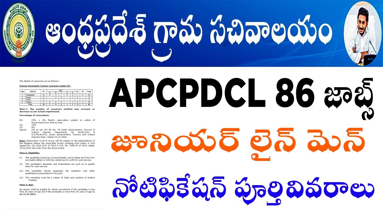 apcpdcl notification 2021 in telugu apcpdcl jlm notification 2021 ap ...