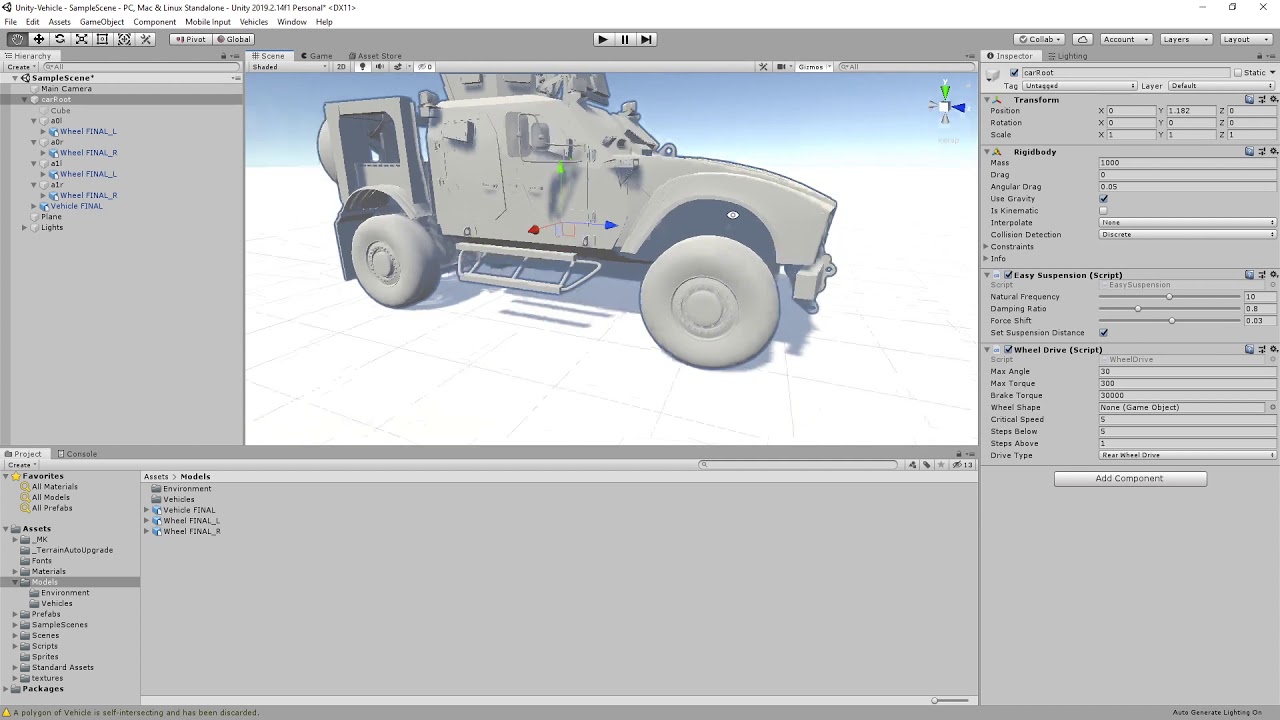 118 Configuring the Vehicle in Unity - YouTube