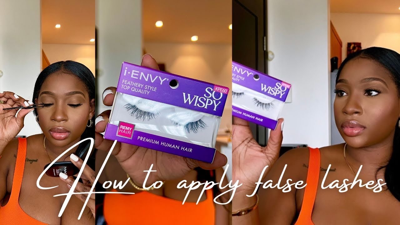 How to: Apply false lashes for beginners - YouTube