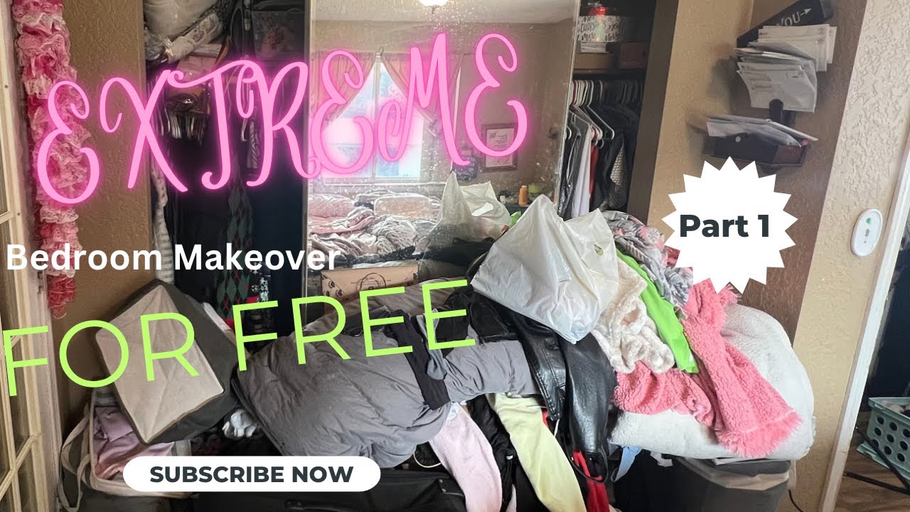 Extreme & FREE Bedroom Makeover Series | Declutter Clothes | Part 1 ...