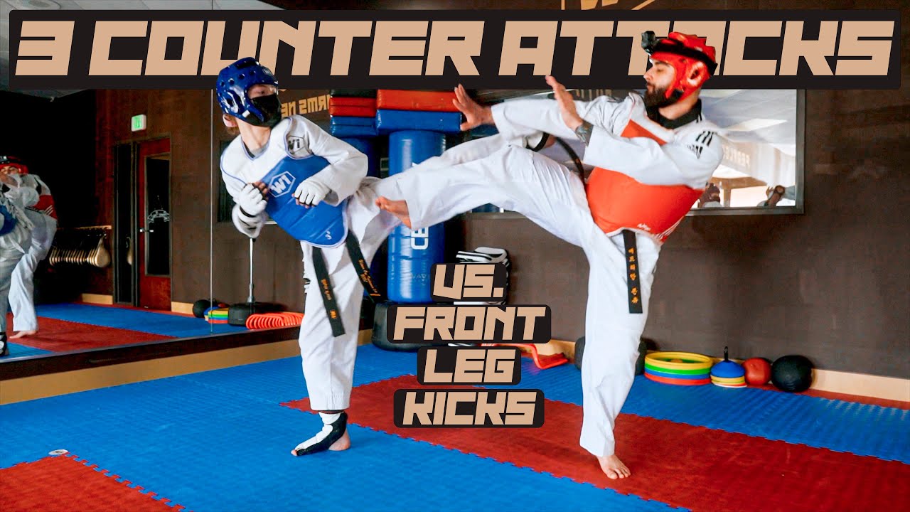 3 Counter Attacks vs. Front Leg Kicks | Taekwondo Sparring Tips - YouTube