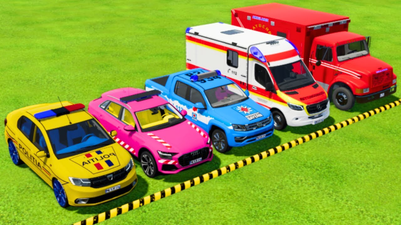 DACIA, AUDI, VOLKSWAGEN POLICE CARS and MERCEDES, FORD AMBULANCE ...