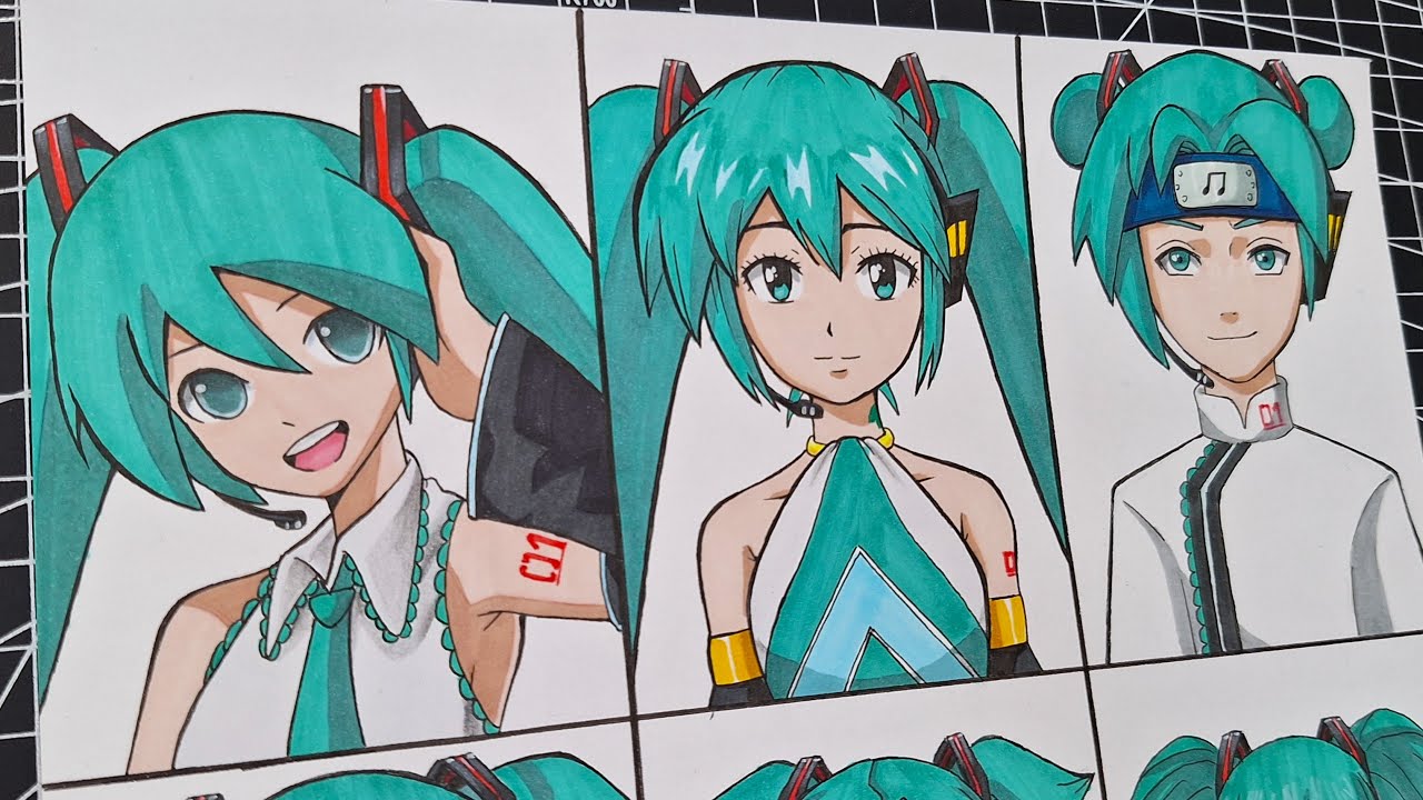 Drawing HATSUNE MIKU in Different Anime Styles - YouTube