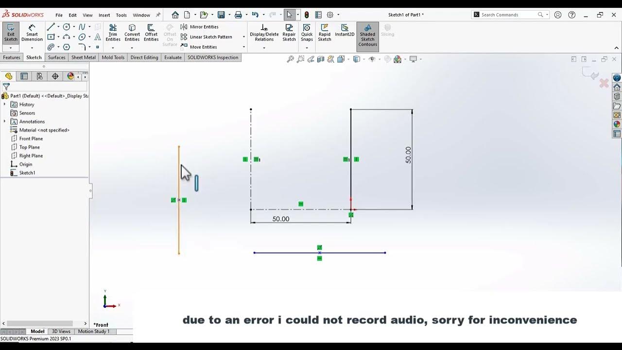 Solidworks Tutorial, line commands, plane selection and relations - YouTube