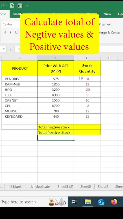 how to sum only negative numbers in excel #datavalidation #shorts #interviewquestions #viral # ...