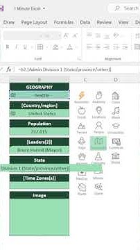 Excel GEOGRAPHY [Data Type] in 19 SECONDS! #shorts #excel - YouTube