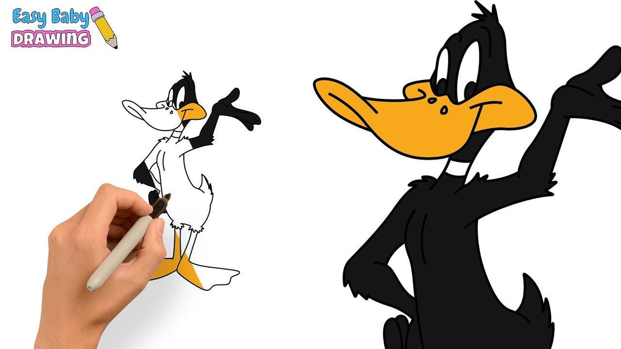 Come Disegnare Passo Per Passo DAFFY DUCK | Disegna e Colora lentamente ...