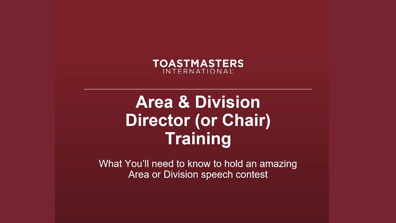 Toastmasters How to Conduct Area and Divisions Contests - YouTube