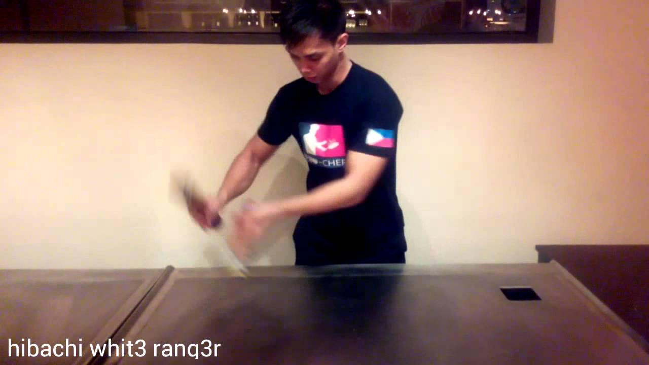 Hibachi tricks by chef rommelcabalfin - YouTube