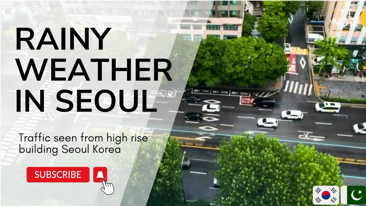 Beautiful rainy weather in Seoul Korea| Traffic seen from high-rise ...