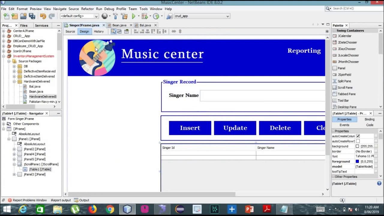 13 Display Selected Row Values From JTable Into JTextfields java swing netbeans - YouTube