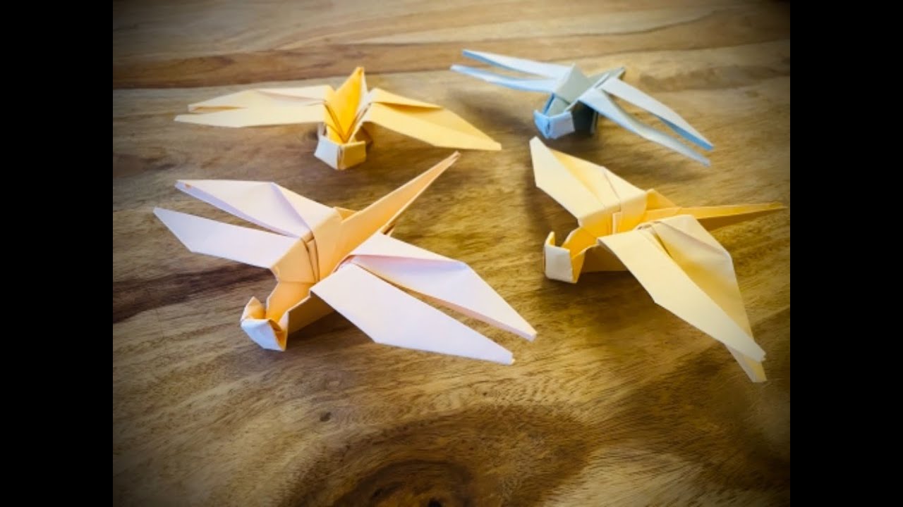 ORIGAMI vážka - návod (tutorial Dragonfly) - YouTube