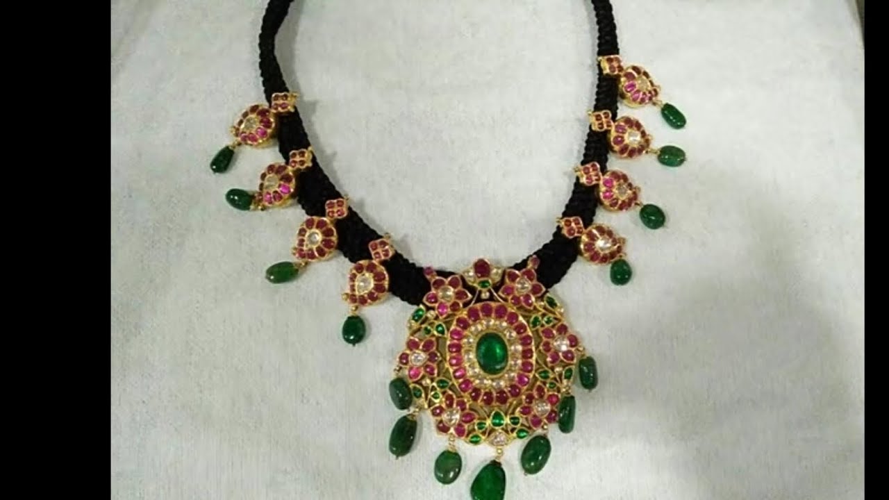 black thread necklaces in gold#gold #black #thread# necklace#design ...