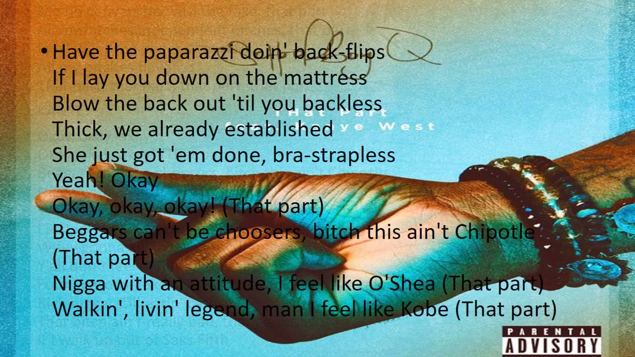 THAT PART LYRICS - YouTube