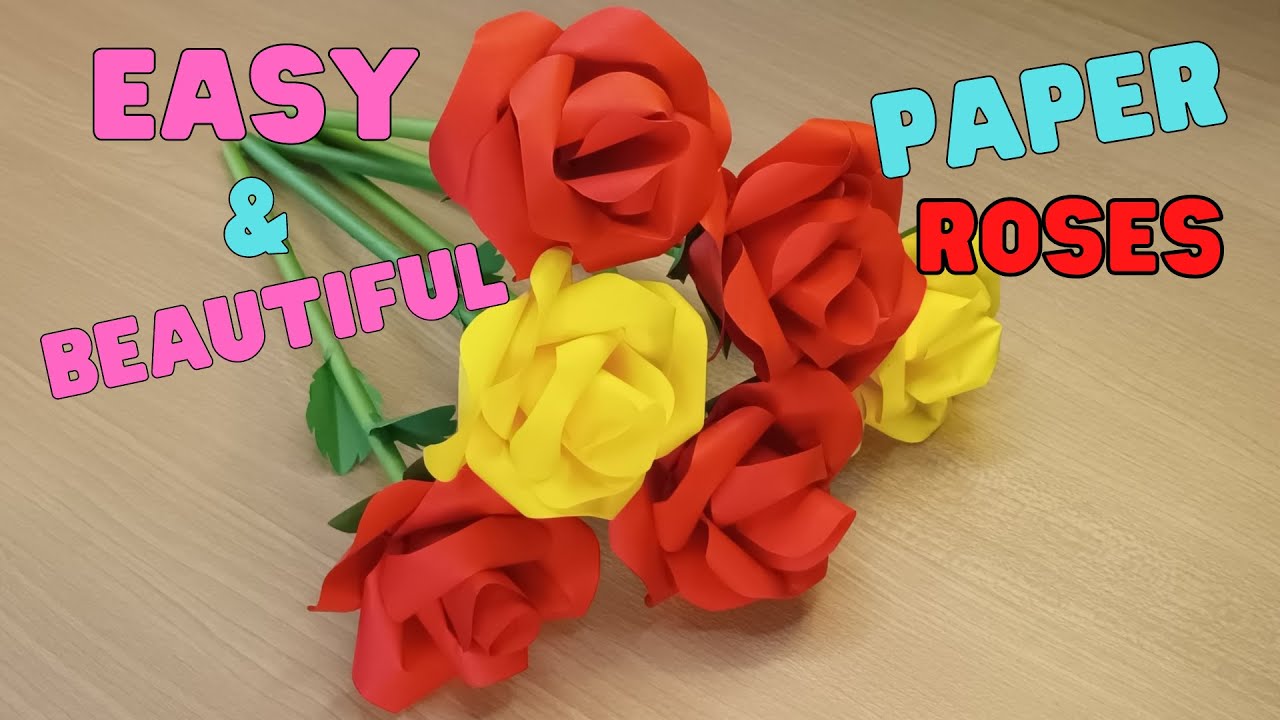 How To Make Easy Handmade Rose Paper Craft For Valentines Day / Mothers ...