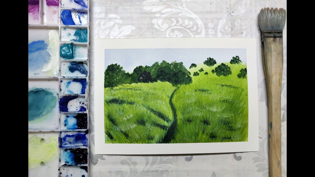 Beautiful Green Field | Easy Watercolor Painting Tutorial - YouTube