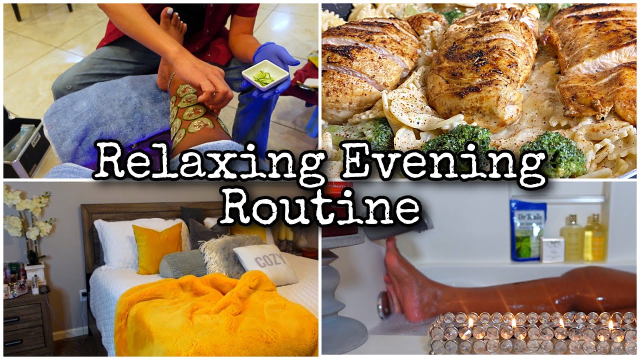 RELAXING EVENING ROUTINE | THE BEST CHICKEN ALFRDO | SPA DAY - YouTube