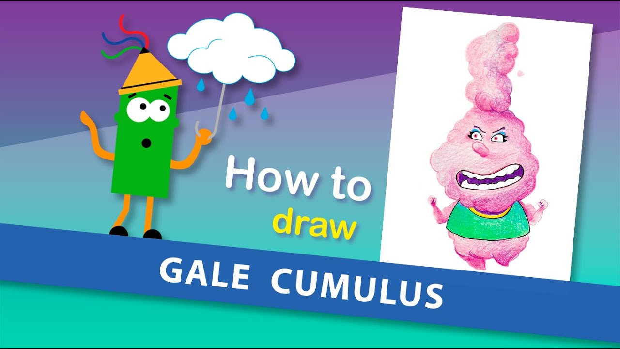 How to draw Gale Cumulus is a cartoon character "Elemental". Drawing ...
