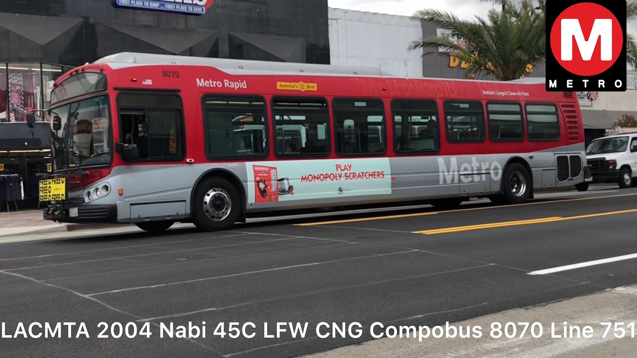 LACMTA 2004 Nabi 45C LFW CNG Compobus Line 751 - YouTube