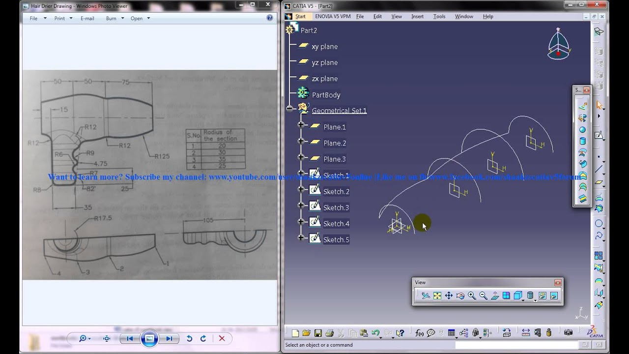 Catia V5 Tutorial|Product Engineering|How to create a Hair Dryer Cover ...