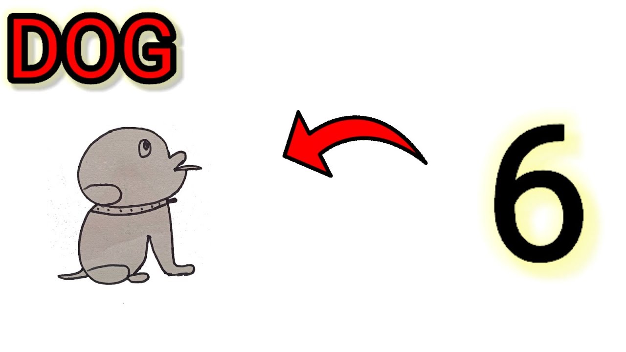 How to Draw a Dog Using Number 6 | Easy Drawing - YouTube