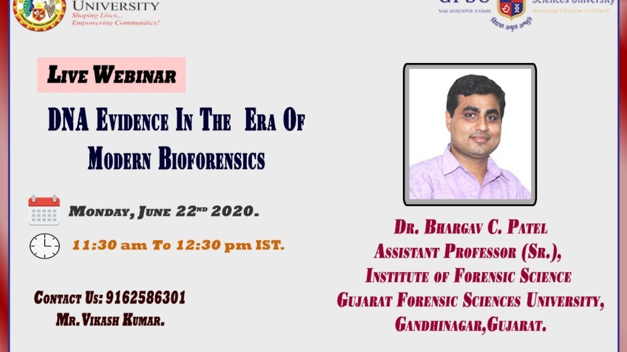 Live webinar on DNA Evidence in the Era of Modern Bioforensics - YouTube