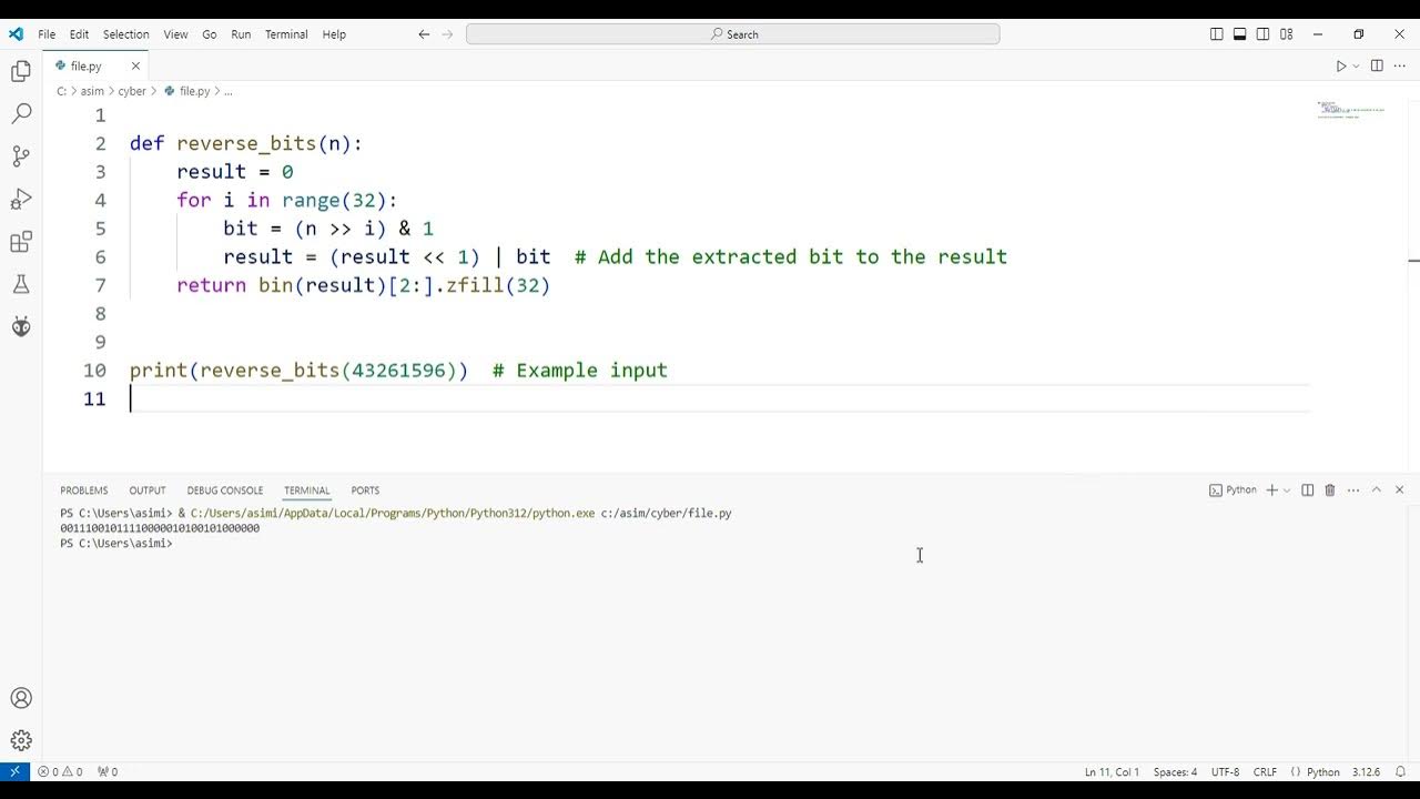 How to reverse the bits of a 32 bit integer and return the result as a string - YouTube