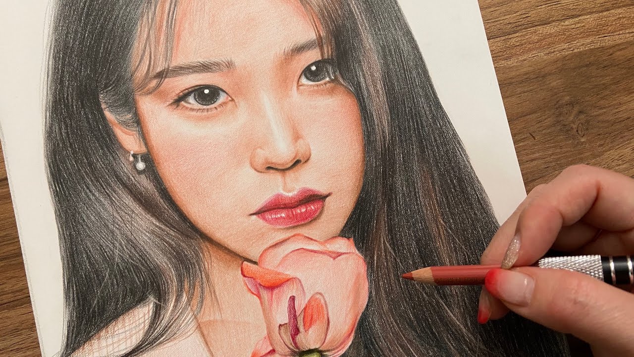 DRAWING IU | 아이유 그리기 |fanart | 색연필인물화 [델라줌마] - YouTube