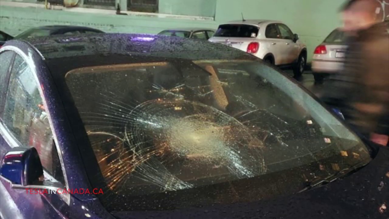 Tesla vandalism caught on Sentry Mode - YouTube