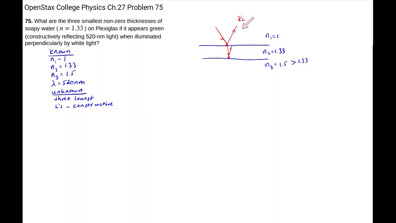 Thin Film Interference Problem 2 - YouTube