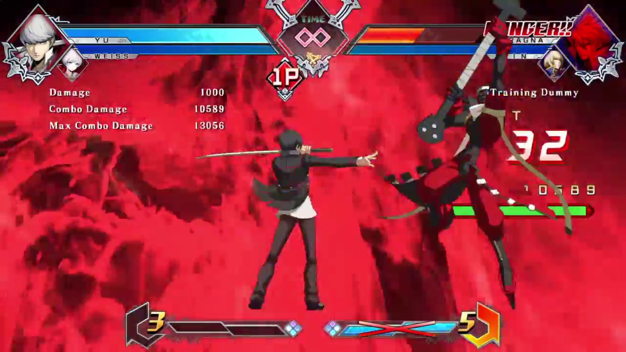 BLAZBLUE CROSS TAG BATTLE: Yu/Weiss 13k Cross Combo - YouTube