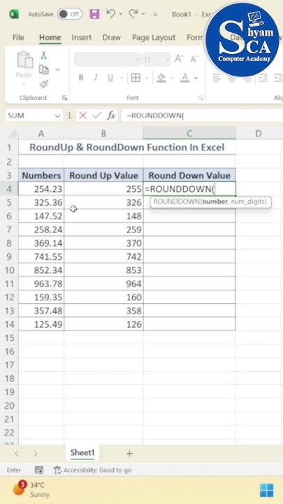 Master EXCEL Functions ROUNDUP and ROUNDDOWN Easily! #excel #exceltutorial #exceltips # ...