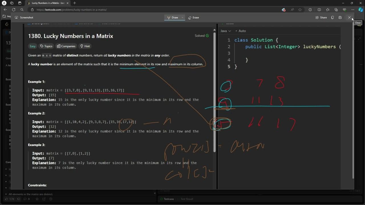 #LeetCode 1380 | Lucky Numbers in a Matrix #Java - YouTube