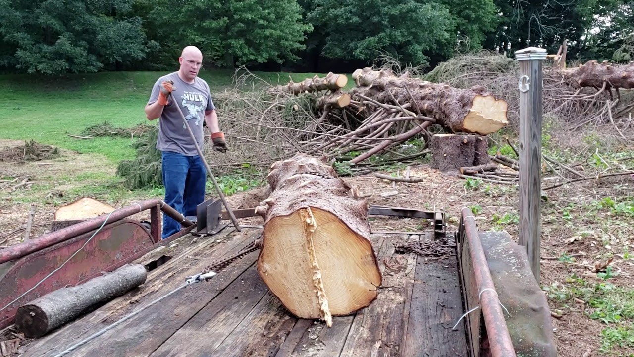 Loading logs with an A frame trailer - YouTube